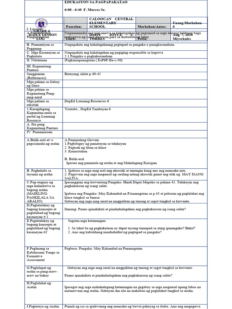 DLL Q1 W3 Day 2 | PDF