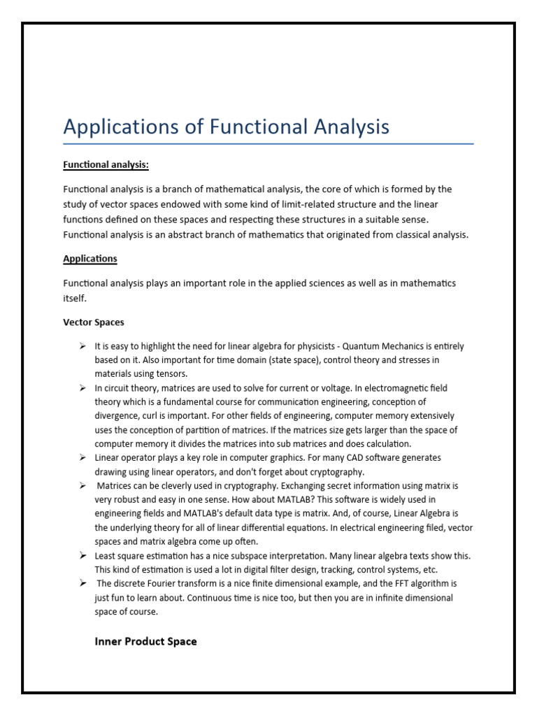 Applications of Functional Analysis | PDF | Matrix (Mathematics) | Linear Map