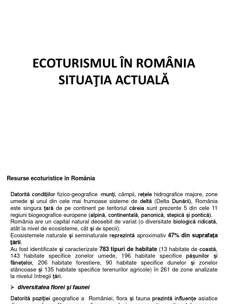 Ecoturismul În România Situaţia Actuală | PDF