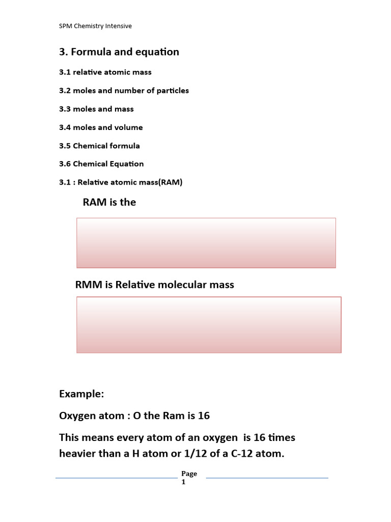 Chap 3 Chemical Formula and Equation | PDF | Mole (Unit) | Atoms