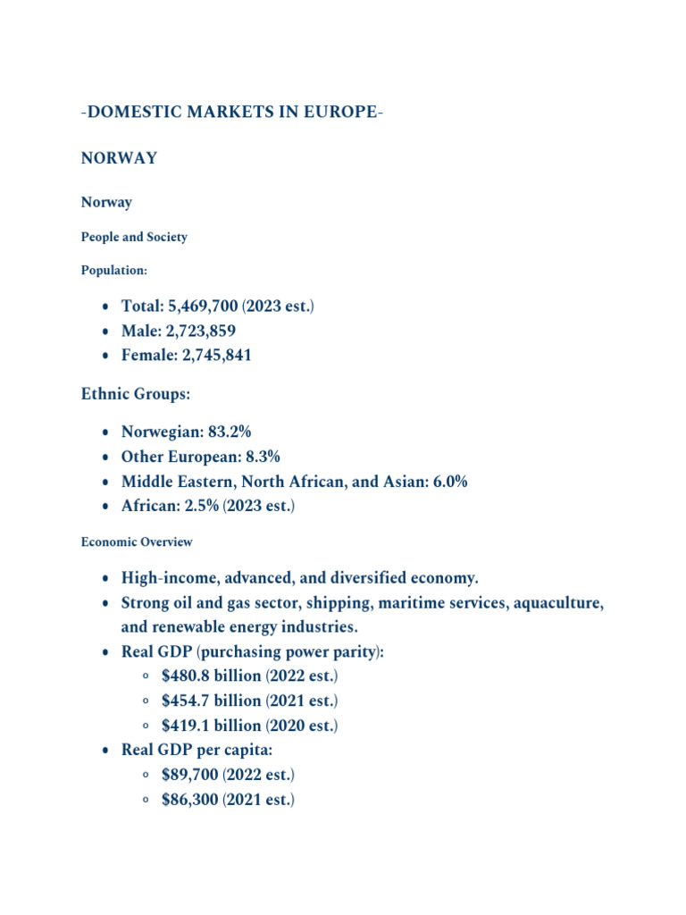 Norway's Domestic Markets | PDF | Grocery Store | Norway