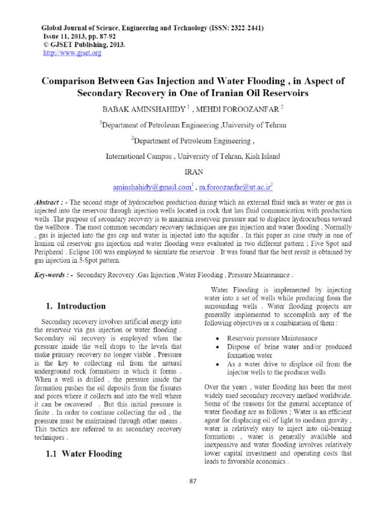 Comparison Between Gas Injection and Water Flooding, in Aspect of ...