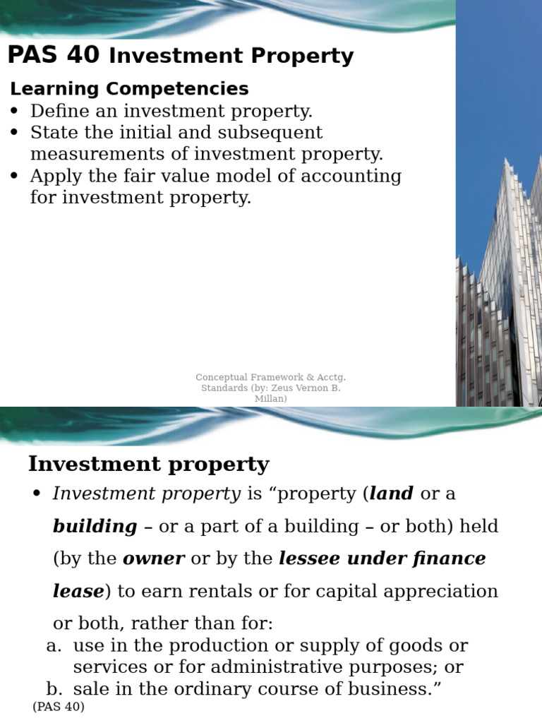 CFAS Lec. 16 PAS 40 41 | PDF | Fair Value | Depreciation