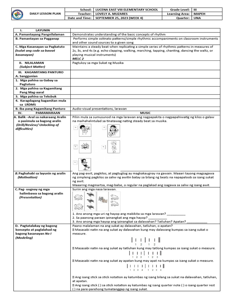 DLP - Mapeh 3 Q1 W4 | PDF