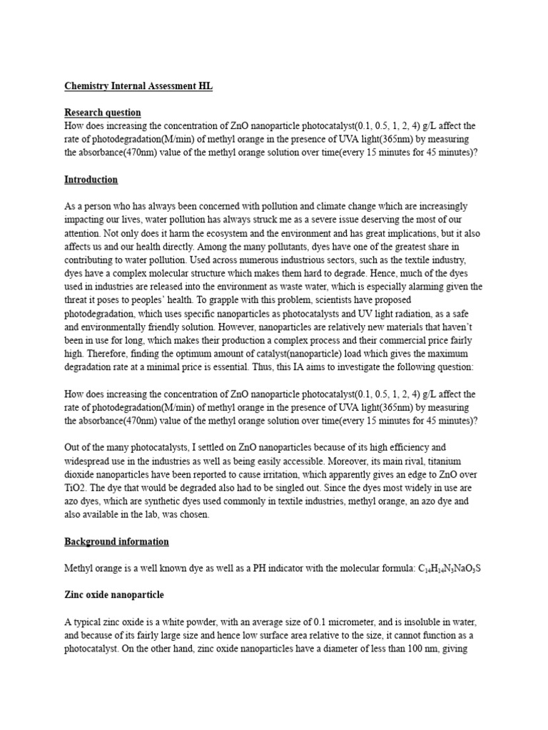 Chem IA Second Draft | PDF | Significant Figures | Zinc Oxide
