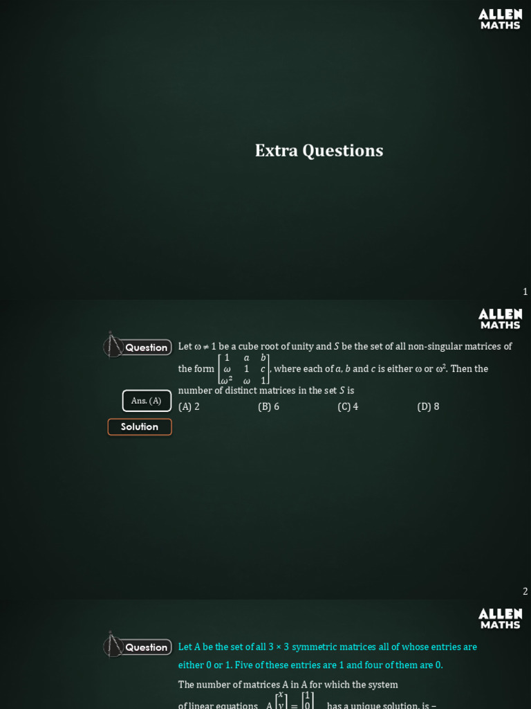 Metrix Extra Question | PDF | Matrix (Mathematics) | Mathematical Analysis