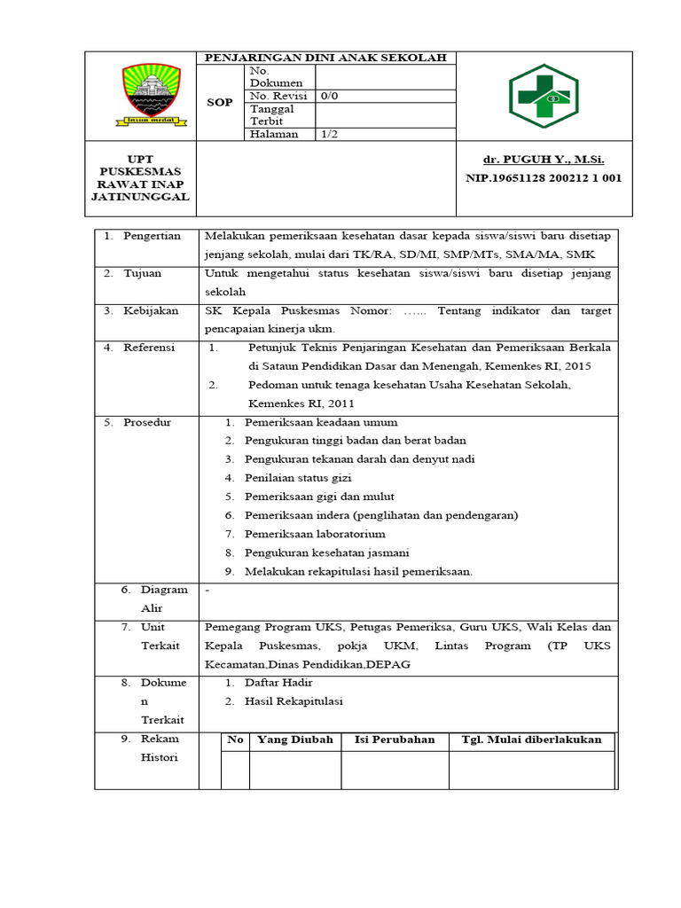 Sop Penjaringan | PDF