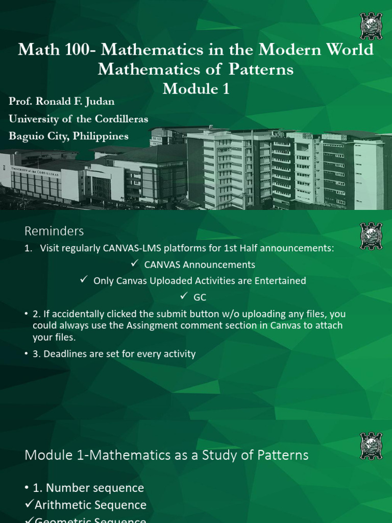 Module 1 Mathematics of Patterns | PDF | Formula | Mathematics