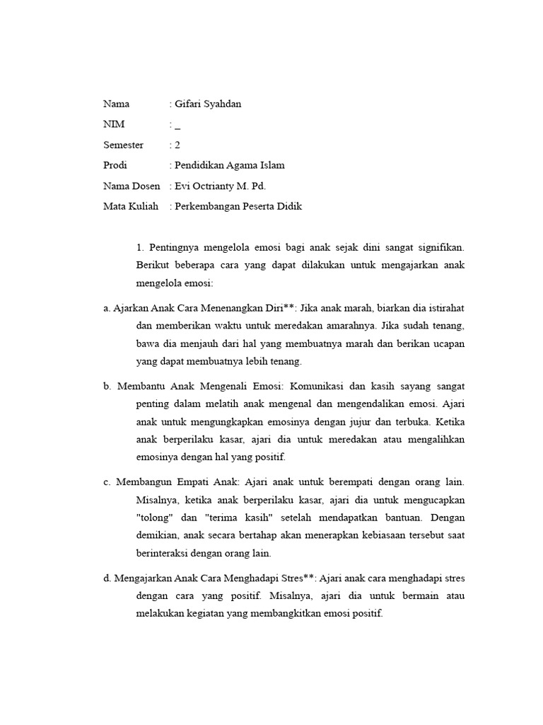 UAS Perkembangan Peserta Didik - Gifari Syahdan | PDF