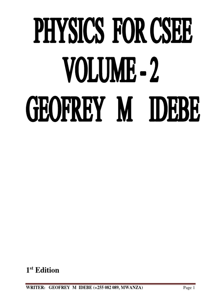 Physics For Csee Volume 2 | PDF | Velocity | Acceleration