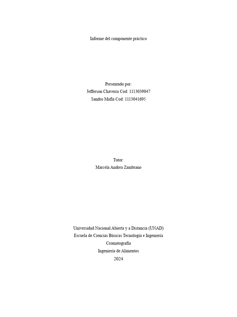 Informe de Laboratorio Cromatografía | PDF | Cromatografía | Elución