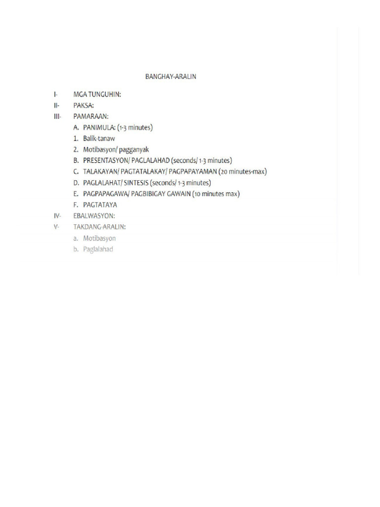 Bahagi NG Banghay Aralin | PDF