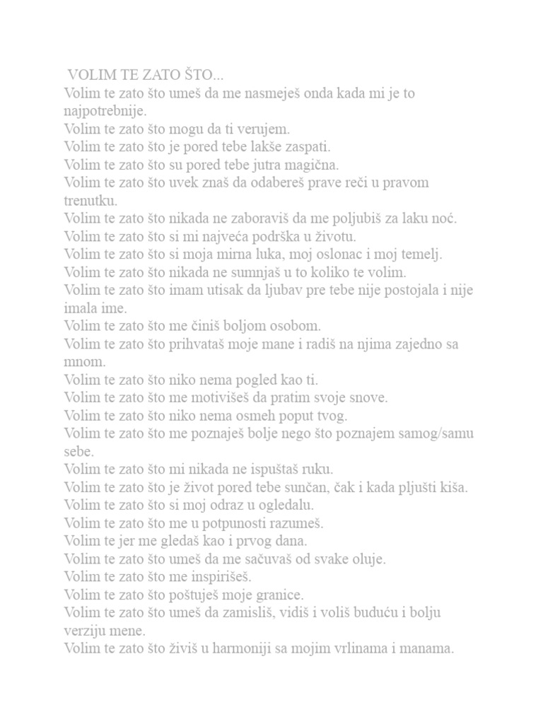 100 Razloga Zasto Te Volim | PDF