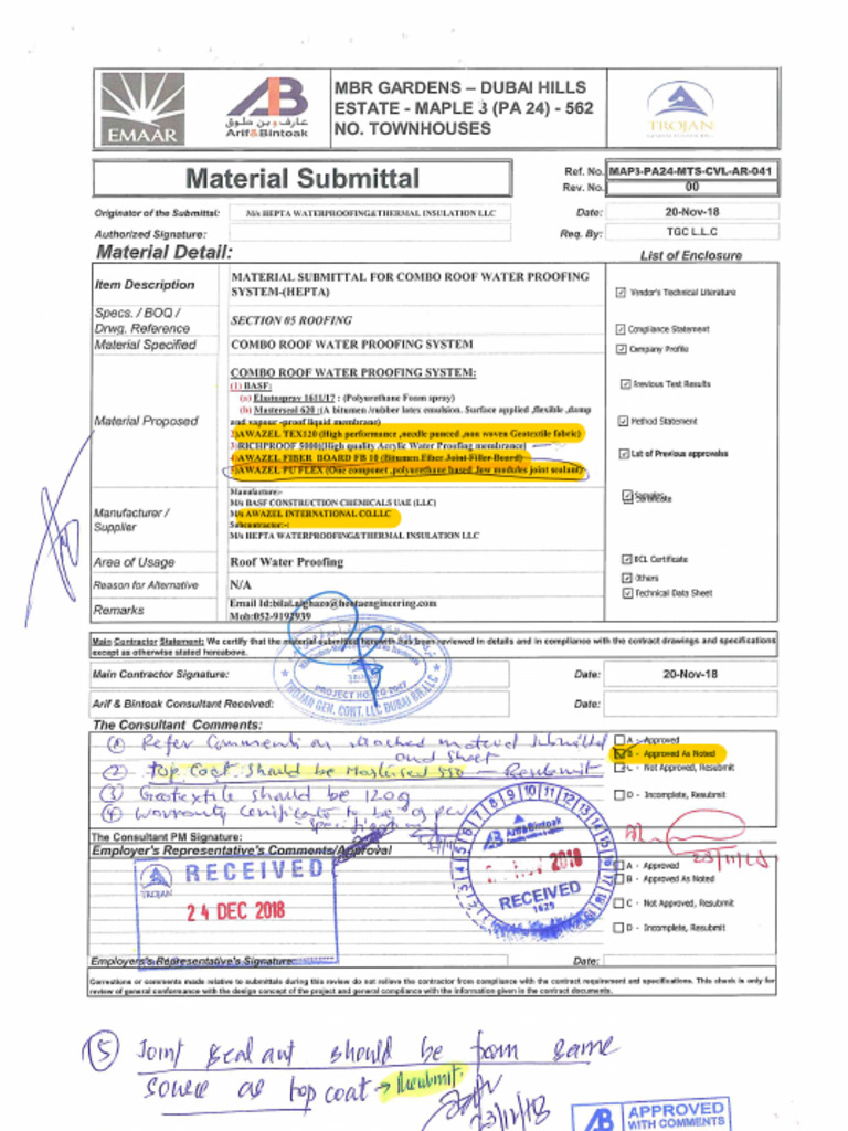 AWAZEL PU FLEX Approval 26 - Emaar - Arif&Bintoak | PDF