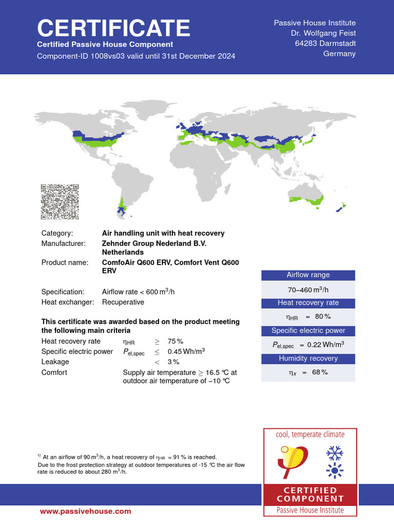 Zehnder Group Nederland BV - Comfoair q600 Erv Comfort Vent q600 Erv ...