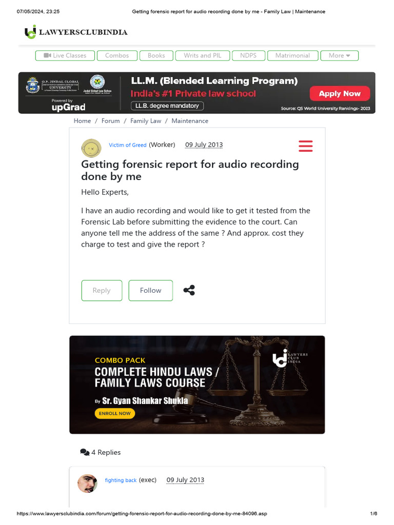 Getting Forensic Report For Audio Recording Done by Me - Family Law ...