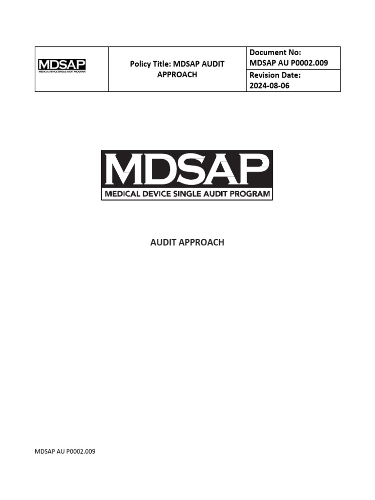 MDSAP - Audit Approach | PDF | Medical Device | Quality Management System