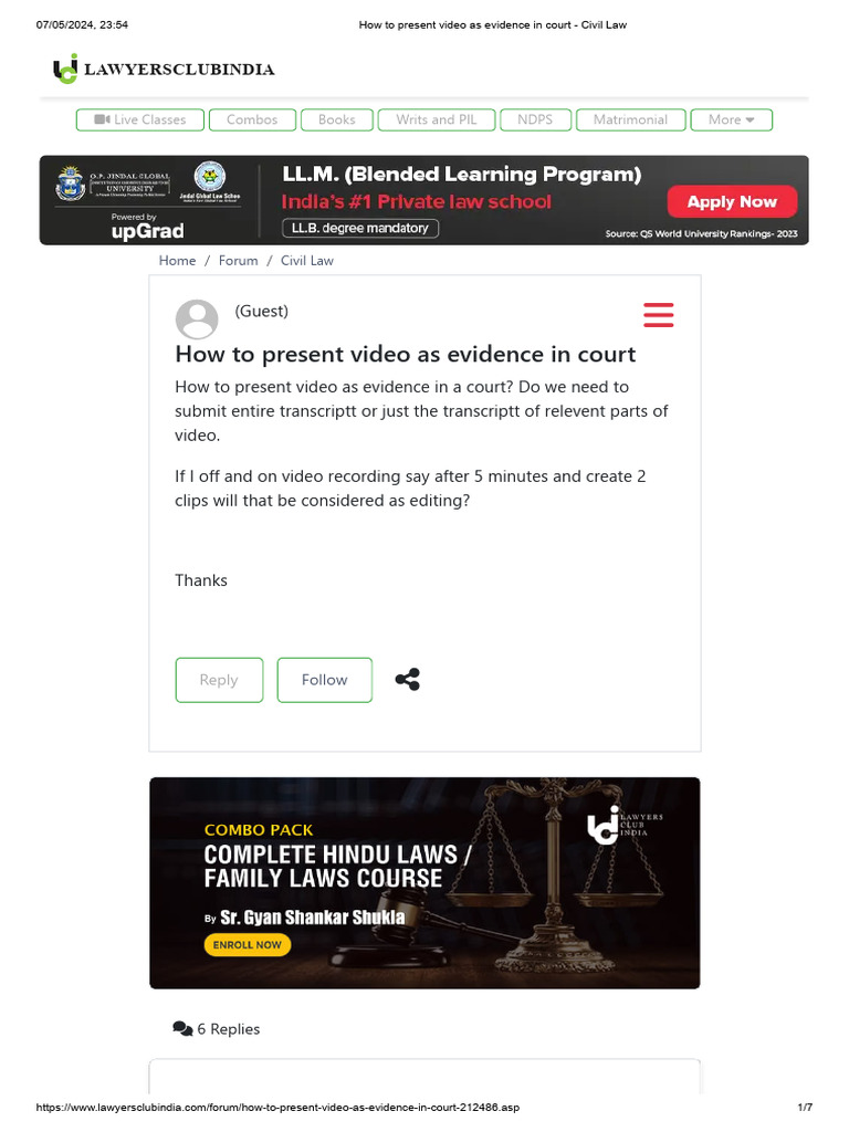 Presenting Video Evidence in Court | PDF | Internet Forum | Internet ...