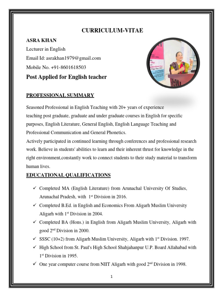 Asra CV 1st New1 | PDF | English Language