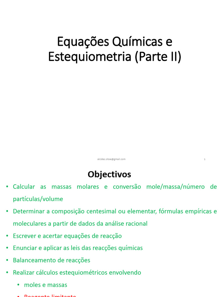 At - Estequiometria (Parte II) | PDF | Estequiometria | Reações químicas