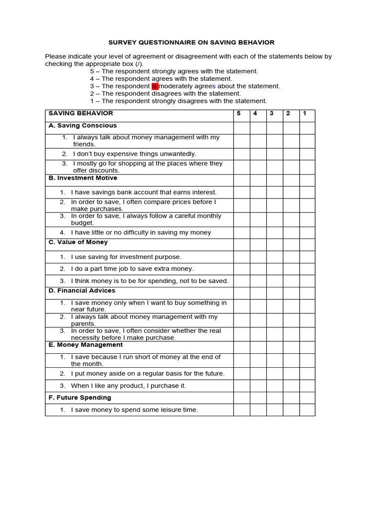 Survey on Saving and Spending Behavior | PDF | Money | Investment ...
