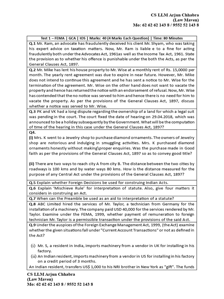 GCA FEMA IOS Only Questions | PDF | Economies | Private Law GCA FEMA IOS Only Questions | PDF | Economies | Private Law
