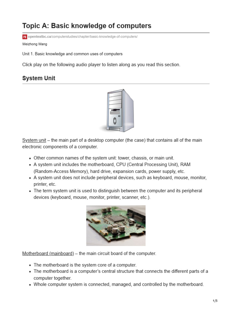Opentextbc.ca-topic a Basic Knowledge of Computers | PDF | Hard Disk ...