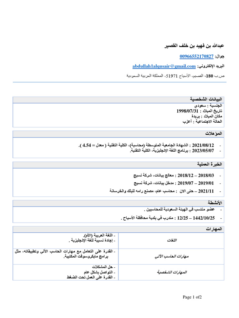 CV Abdullah | PDF