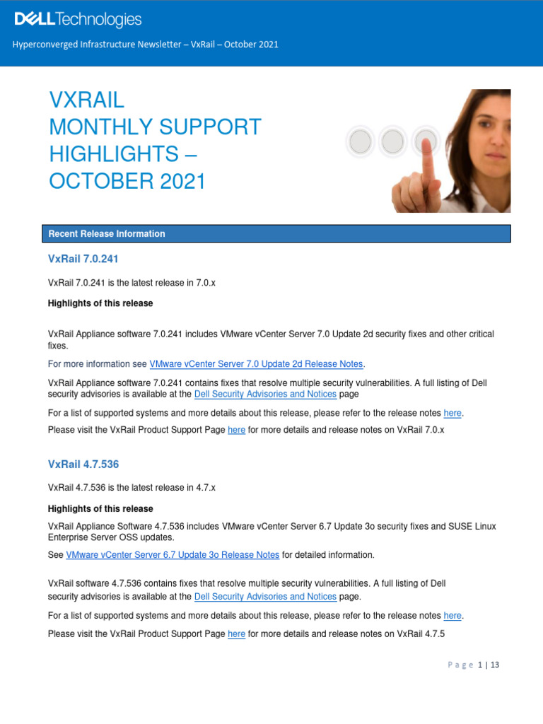 VxRail Monthly Support Highlights - October 2021 | PDF | V Mware | Software