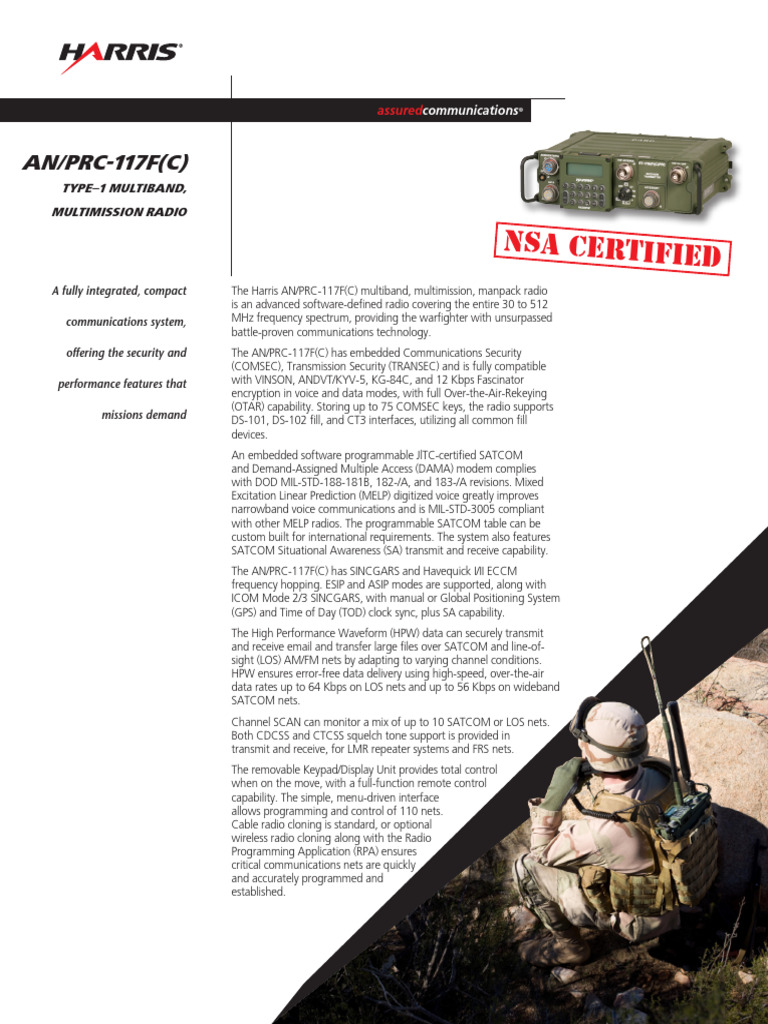 HARRIS ANPRC 117F (C) - Datasheet | PDF | Frequency Modulation ...