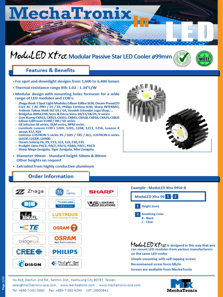 ModuLED Xtra Modular Passive Star LED Cooler Ø99mm | PDF | Light ...