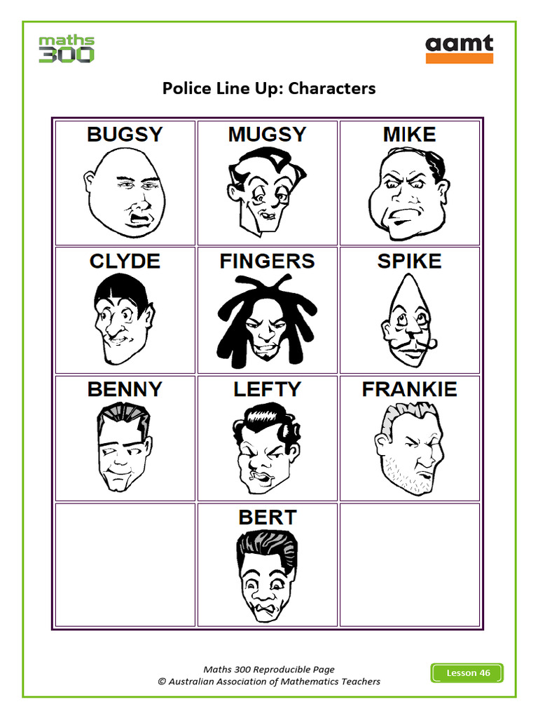 Police Line Up - Characters | PDF