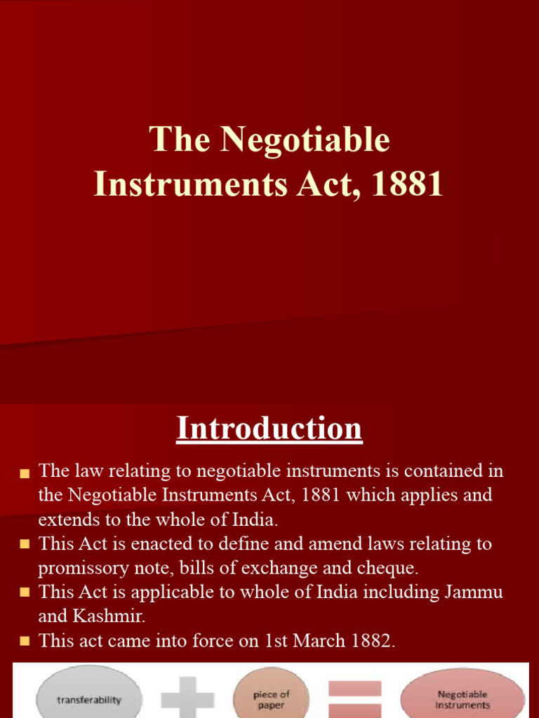 Nia 1881 | PDF | Negotiable Instrument | Cheque