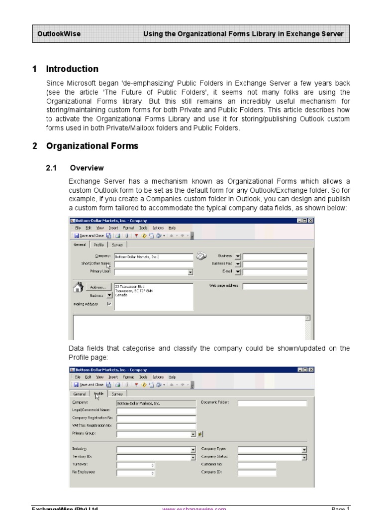 Outlook Wise Using The Organizational Forms Library in Exchange Server ...