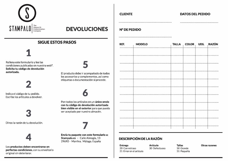 Formulario Devolucion A5 | PDF