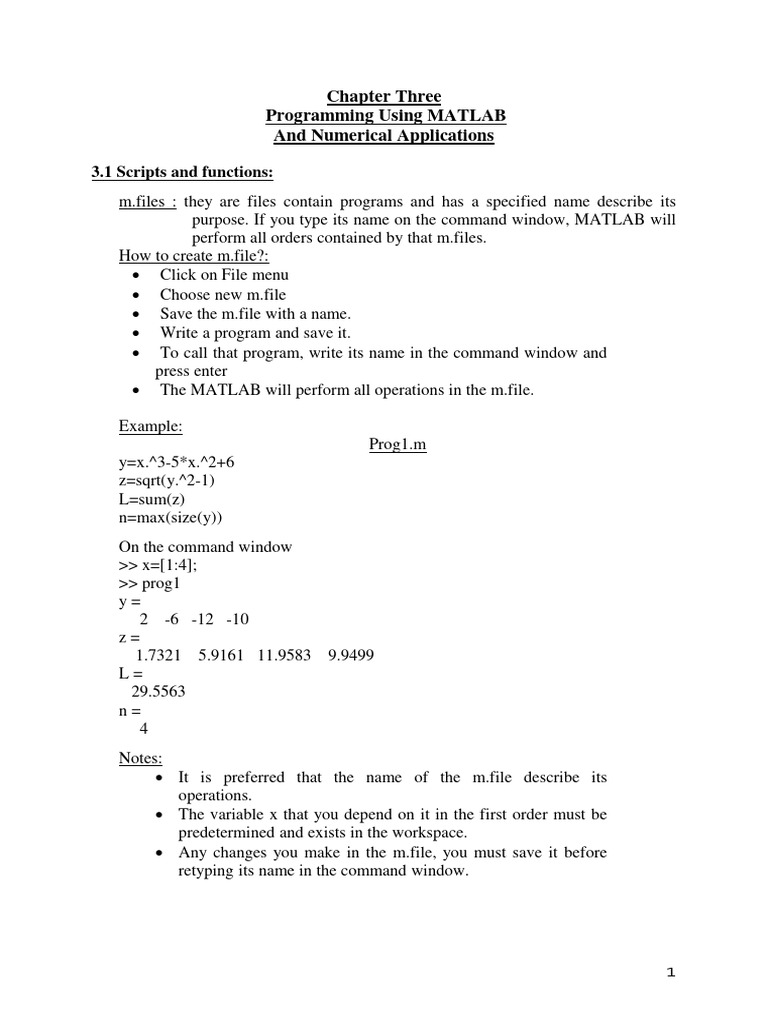 Lecture-02 Programming Using MATLAB | PDF | Function (Mathematics ... Lecture-02 Programming Using MATLAB | PDF | Function (Mathematics ...
