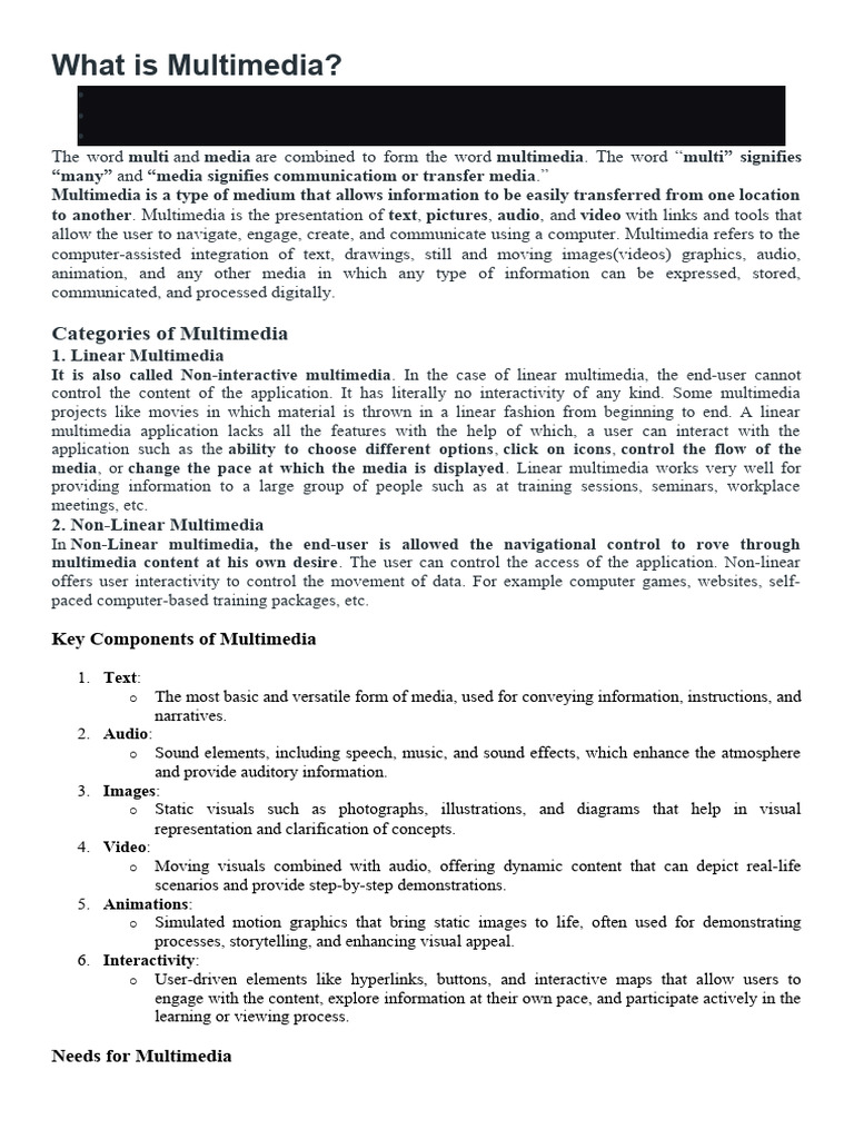 What Is Multimedia | PDF | Data Compression | Pixel