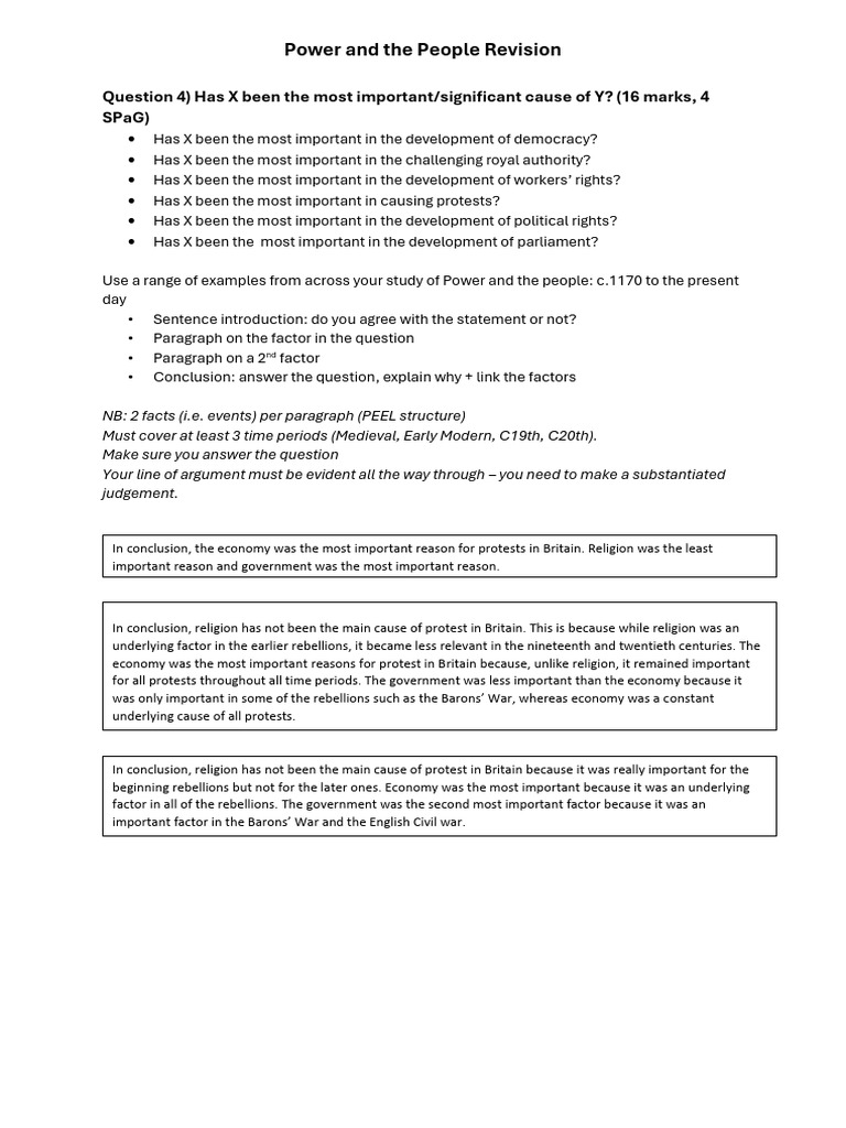Power and The People Revision Handout 2024 | PDF