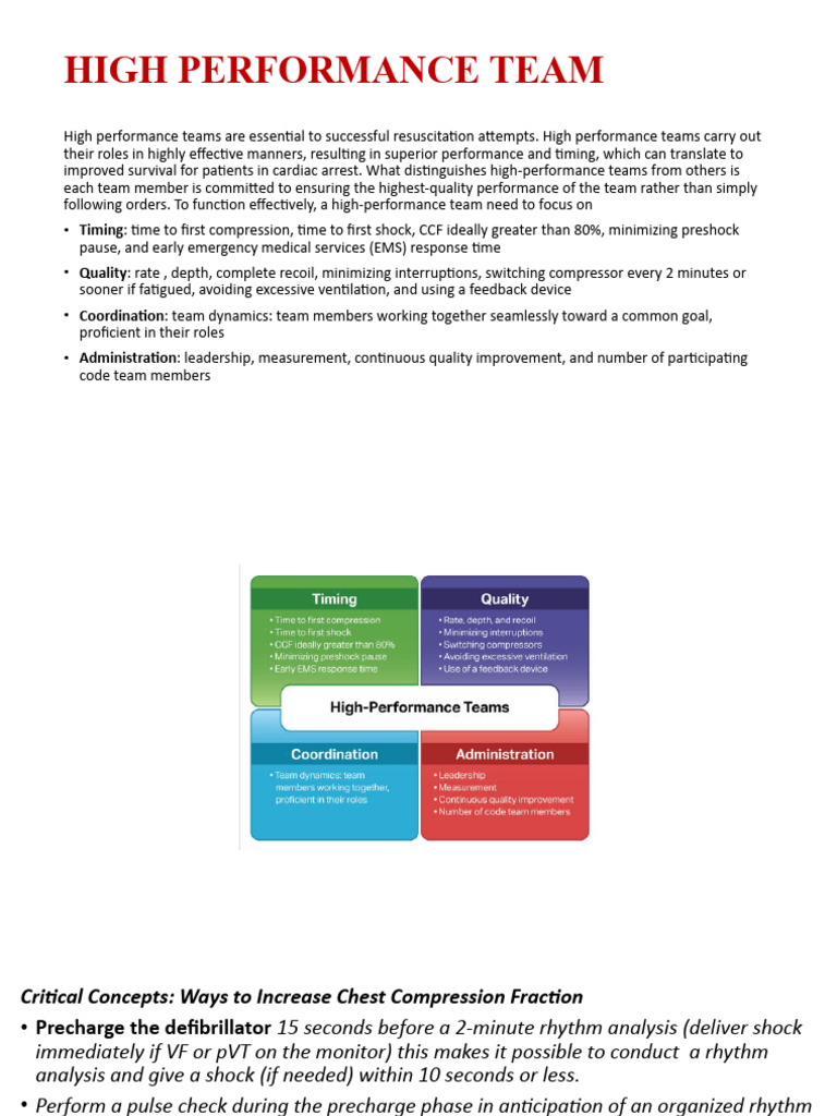 HIGH PERFORMANCE TEAM | PDF | Cardiopulmonary Resuscitation | Medical ...
