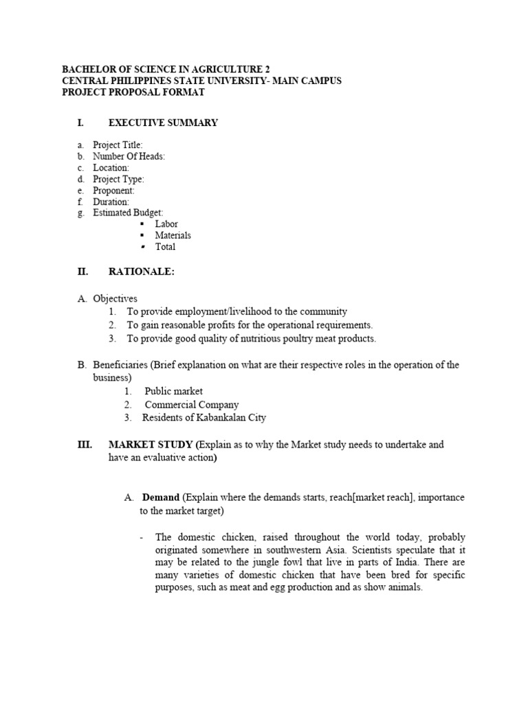 Project Proposal Format | PDF | Poultry Farming | Chicken
