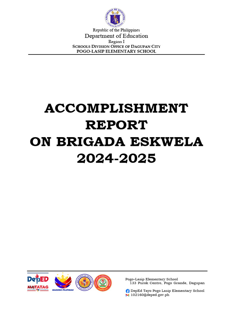 Brigada Eskwela 2024-2025 Report | PDF | Classroom
