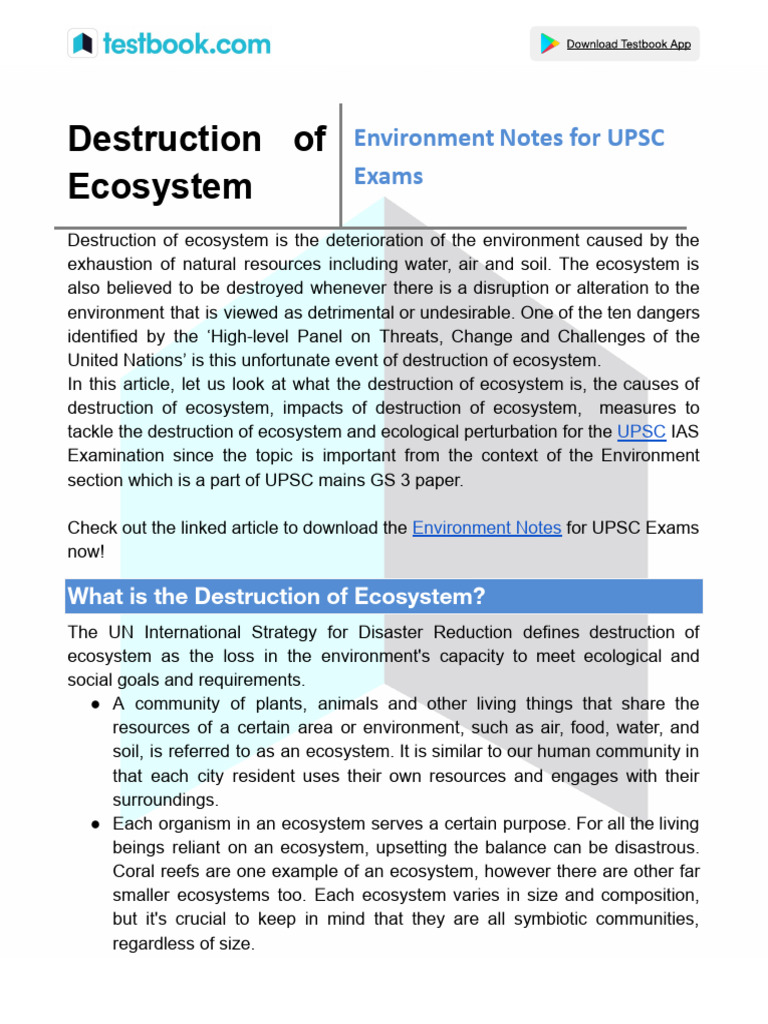 Destruction of Ecosystem .Docx Google Docs 1d6f552b | PDF | Habitat Destruction | Deforestation