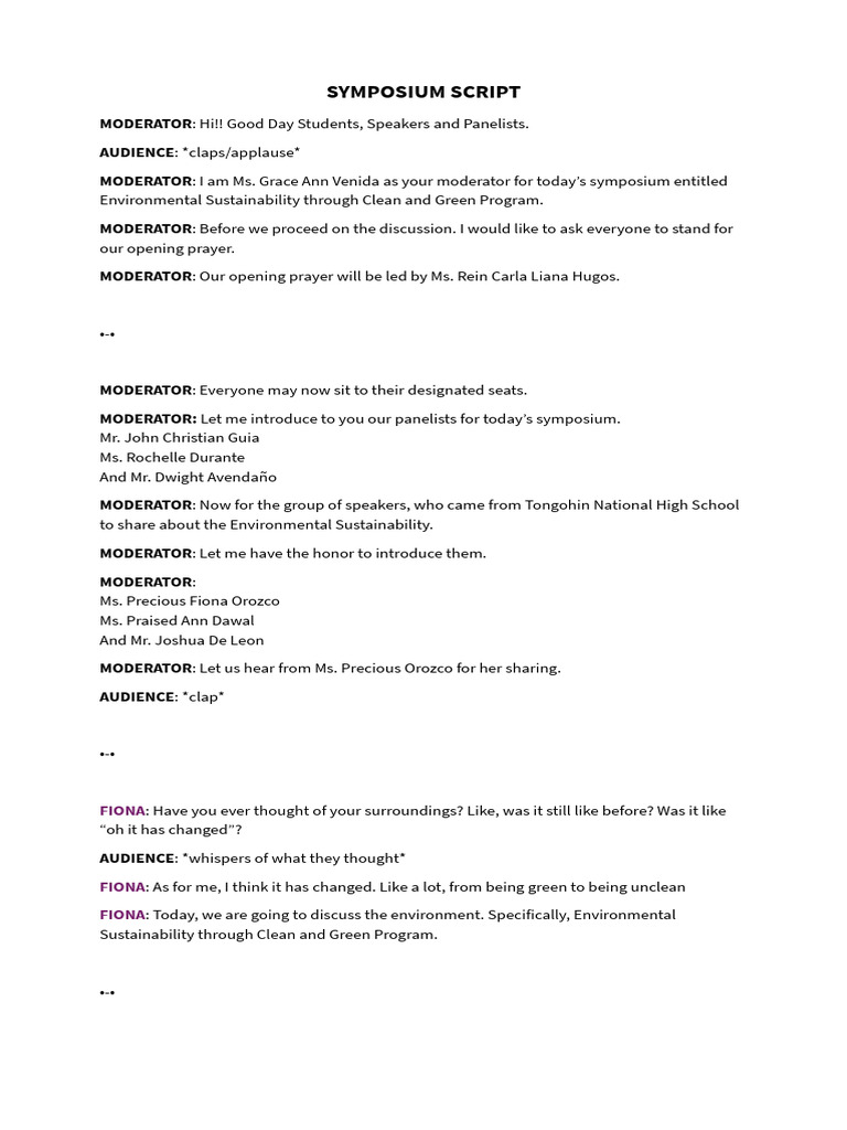 Symposium Script | PDF | Sustainability | Waste Management