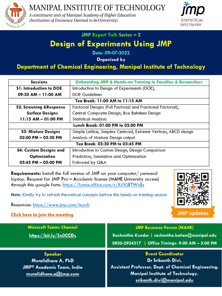 JMP-Expert-Talk-Series-2 For MAHE | PDF | Jmp (Statistical Software ...