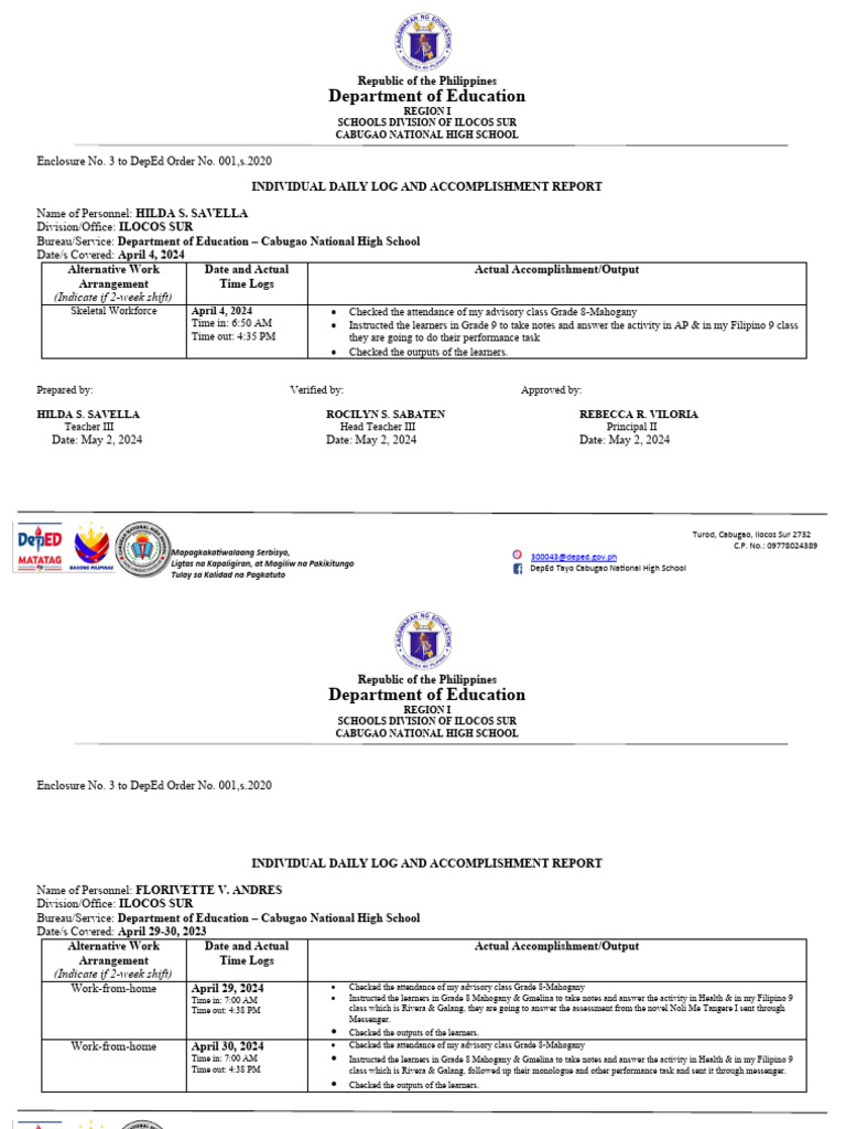 Accomplishment Report Work From Home | PDF | Government | Philippines