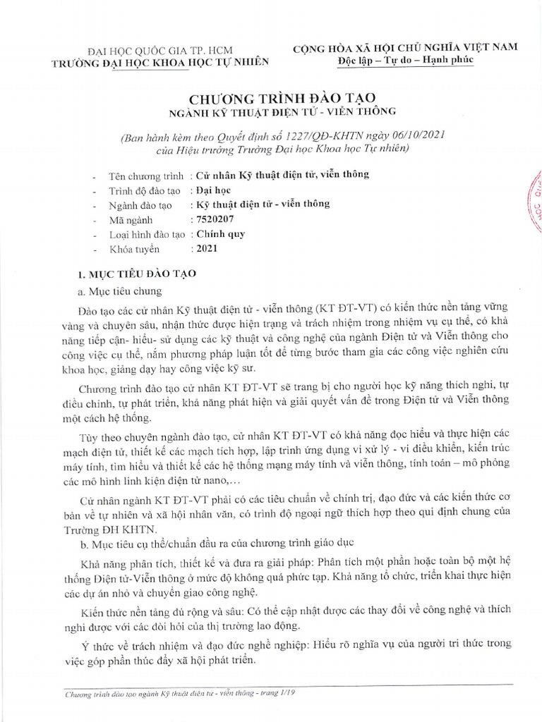 CTDT - K.2021 - Dien Tu VT | PDF