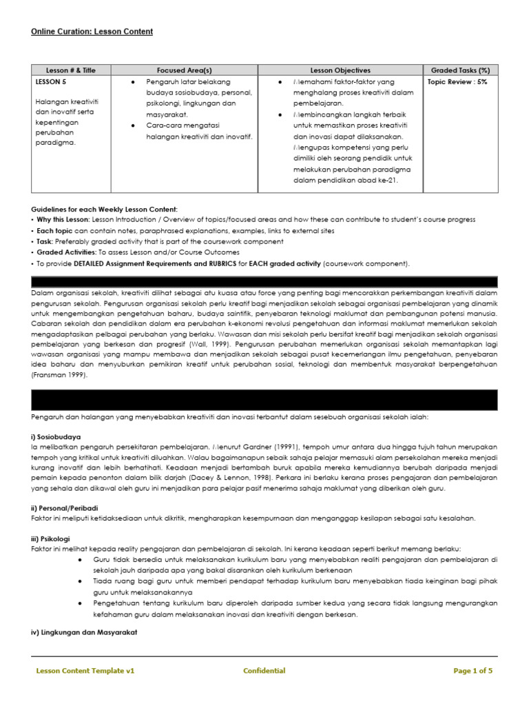 Course Content Template - Lesson 5 | PDF