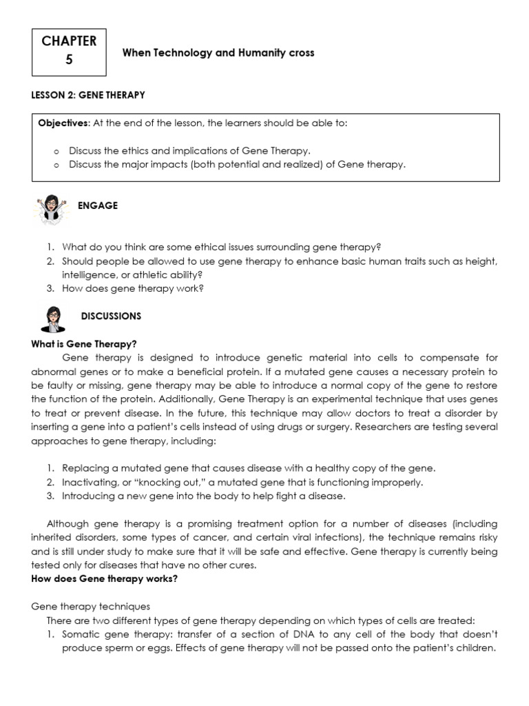 Chapter 5 Lesson 2 Gene Therapy | PDF | Gene Therapy | Viral Vector