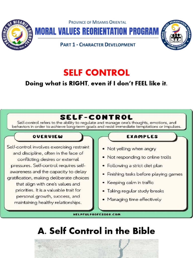 Lesson 35 Self Control | PDF | Self Control | Self-Management