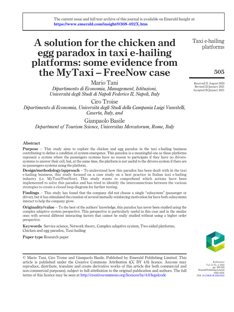 A Solution For The Chicken and Egg Paradox in Taxi E-Hailing Platforms ...